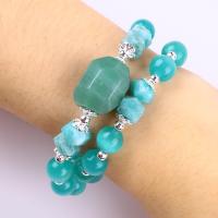 China Handmade Green Cat's Eye Gemstone Bracelet 40cm Adjustable Rock Charms Bracelet for Party Daily Wearing for sale