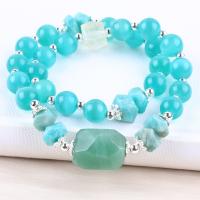 China Handmade Green Cat's Eye Gemstone Bracelet 40cm Adjustable Rock Charms Bracelet for Party Daily Wearing for sale