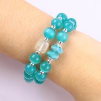 China Handmade Green Cat's Eye Gemstone Bracelet 40cm Adjustable Rock Charms Bracelet for Party Daily Wearing for sale