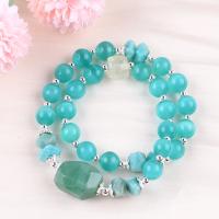 China Handmade Green Cat's Eye Gemstone Bracelet 40cm Adjustable Rock Charms Bracelet for Party Daily Wearing for sale