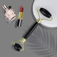 China Black Obsidian Crystal Jade Roller - Natural Stone Facial Massager with Dual Heads, 50 PCS MOQ, OEM/ODM Customization for sale