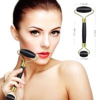 China Black Obsidian Crystal Jade Roller - Natural Stone Facial Massager with Dual Heads, 50 PCS MOQ, OEM/ODM Customization for sale