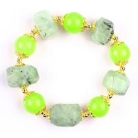 China Handmade Prehnite Gemstone Beaded Bracelet 21cm Adjustable Natural Stone Bracelet for Party Daily Wearing for sale