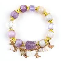 China Handmade Purple Mica Stone Bracelet 21cm Adjustable Charm Bracelet for Party Daily Wearing for sale