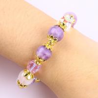 China Handmade Purple Mica Stone Bracelet 21cm Adjustable Charm Bracelet for Party Daily Wearing for sale