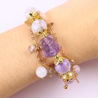 China Handmade Purple Mica Stone Bracelet 21cm Adjustable Charm Bracelet for Party Daily Wearing for sale
