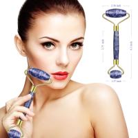 China Blue Dot Stone Crystal Jade Face Roller - 100% Natural Stone Massager Tool for Puffy Eyes Relief, MOQ 50 Pieces for sale