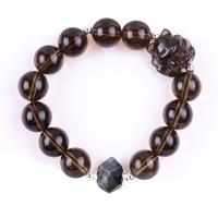 China 14mm Smoky Quartz Crystal Bead Bracelet Nine Tail Fox Carving Purple Tiger Eye for sale