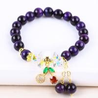 China Natural 8mm Purple Tiger Eye Bead Bracelet Cherry Charm Daily Wear Jewelry for sale