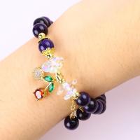 China Natural 8mm Purple Tiger Eye Bead Bracelet Cherry Charm Daily Wear Jewelry for sale