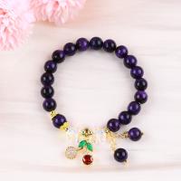 China Natural 8mm Purple Tiger Eye Bead Bracelet Cherry Charm Daily Wear Jewelry for sale