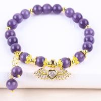 China 8mm Crystal Purple Cat Eye Bead Polished Gemstone Stretch Bracelets for sale