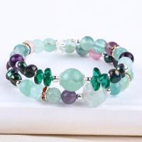China Custom DIY Fluorite Crystal With Fluorite Rose Flower Carving 8MM Round Bead Adjustable Bangle for sale