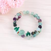 China Custom DIY Fluorite Crystal With Fluorite Rose Flower Carving 8MM Round Bead Adjustable Bangle for sale
