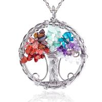 China 2.6×2.2 Inch Chakra Gemstone Necklace with Healing Crystals - 22g Handmade Spiritual Jewelry for Anxiety Relief for sale