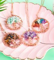 China 2.6×2.2 Inch Chakra Gemstone Necklace with Healing Crystals - 22g Handmade Spiritual Jewelry for Anxiety Relief for sale