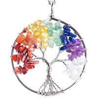China Handmade Chakra Healing Stone Necklace 6.7×5.8cm Life Tree Design with Adjustable Chain for Spiritual Meditation for sale