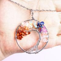 China Handmade Chakra Healing Stone Necklace 6.7×5.8cm Life Tree Design with Adjustable Chain for Spiritual Meditation for sale