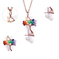 China Handmade Healing Crystal Quartz Necklace 23g with 5.5cm Stone and Adjustable Silver Chain for Spiritual Meditation for sale