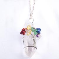 China Handmade Healing Crystal Quartz Necklace 23g with 5.5cm Stone and Adjustable Silver Chain for Spiritual Meditation for sale