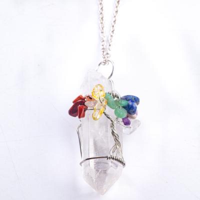 China Handmade Healing Crystal Quartz Necklace 23g with 5.5cm Stone and Adjustable Silver Chain for Spiritual Meditation for sale