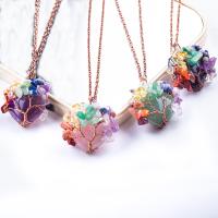 China Handmade Healing Crystal Chakra Stone Necklace 1.96×1.57 inch Heart Pendant with Adjustable Chain for sale