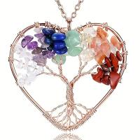 China 5x5cm Handmade Chakra Stone Tree of Life Necklace with Healing Crystals - 10g Weight Adjustable Chain for sale