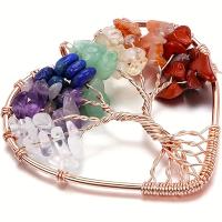 China 5x5cm Handmade Chakra Stone Tree of Life Necklace with Healing Crystals - 10g Weight Adjustable Chain for sale