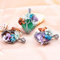 China Adjustable Tiger's Eye Gemstone 7 Chakra Tree of Life Necklace - 5.1×4.2cm Heart Pendant with 27g Weight for sale