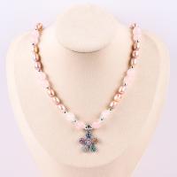 China Fresh Water Purple Pearl Rose Quartz 6mm Beads Sweater Necklace with Rainbow Flower Charm - Unisex Healing Crystal Jewelry for sale