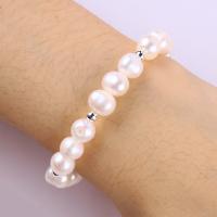 China 8mm Natural White Freshwater Pearl Stretch Bracelet with Purple Fluorite Heart Carving - Unisex Jewelry for sale