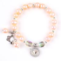 China 7mm Pink Freshwater Pearl Stretch Bracelet with Butterfly Charm - Silver Plated Unisex Jewelry Customizable for sale