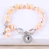 China 7mm Pink Freshwater Pearl Stretch Bracelet with Butterfly Charm - Silver Plated Unisex Jewelry Customizable for sale