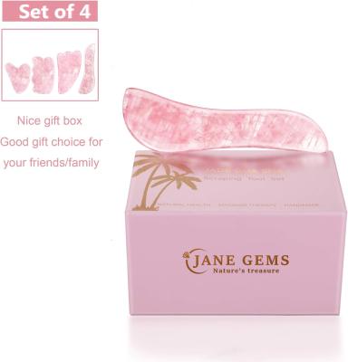 China Natural Pink Rose Quartz Gua Sha Board - 100% Crystal Stone Facial Massage Tool for Face, Neck & Back Care for sale