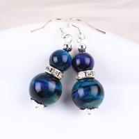 China Handmade Rainbow Tiger's Eye Gemstone Earrings 2.5×1cm Beaded Pendant with Custom Logo Options for sale