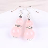 China Handmade Rose Quartz Gemstone Earrings 2.5×1cm 8g with Custom Logo Options for Fashion and Gifting for sale
