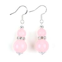 China Handmade Rose Quartz Gemstone Earrings 2.5×1cm 8g with Custom Logo Options for Fashion and Gifting for sale