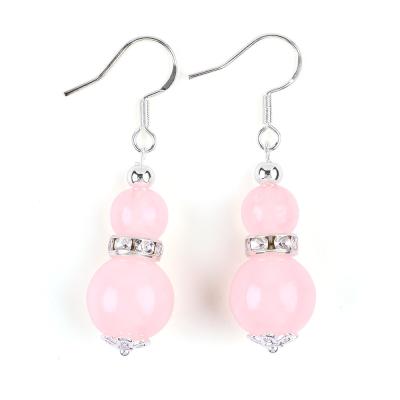 China Handmade Rose Quartz Gemstone Earrings 2.5×1cm 8g with Custom Logo Options for Fashion and Gifting for sale