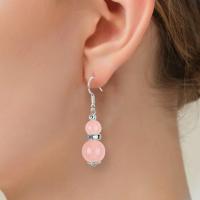 China Handmade Rose Quartz Gemstone Earrings 2.5×1cm 8g with Custom Logo Options for Fashion and Gifting for sale