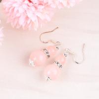 China Handmade Rose Quartz Gemstone Earrings 2.5×1cm 8g with Custom Logo Options for Fashion and Gifting for sale