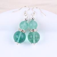 China Handmade Green Fluorite Gemstone Beaded Pendant Earrings 2.5cm 8g for sale