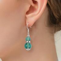China Handmade Green Fluorite Gemstone Beaded Pendant Earrings 2.5cm 8g for sale