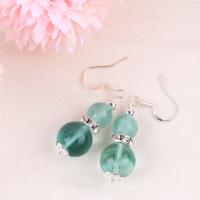 China Handmade Green Fluorite Gemstone Beaded Pendant Earrings 2.5cm 8g for sale