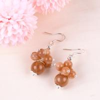 China Handmade Sunstone Beaded Flower Pendant Earrings 3cm Orange Crystal Jewelry for sale
