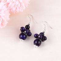 China Handmade Purple Tiger's Eye Gemstone Beaded Pendant Earrings 3x2cm 9g for sale