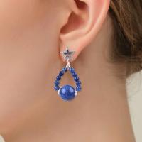 China Handmade Sodalite Crystal Stone Earrings Gemstone Beaded Star Charms Pendant 3.5cm for sale
