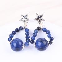 China Handmade Sodalite Crystal Stone Earrings Gemstone Beaded Star Charms Pendant 3.5cm for sale