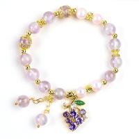 China Handmade Natural Amethyst Gemstone Bracelet 7.48inch Adjustable Charm Bracelet for Party Daily Wearing for sale