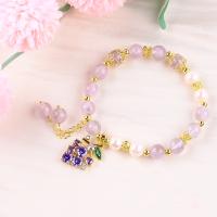 China Handmade Natural Amethyst Gemstone Bracelet 7.48inch Adjustable Charm Bracelet for Party Daily Wearing for sale