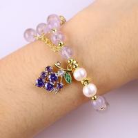 China Handmade Natural Amethyst Gemstone Bracelet 7.48inch Adjustable Charm Bracelet for Party Daily Wearing for sale